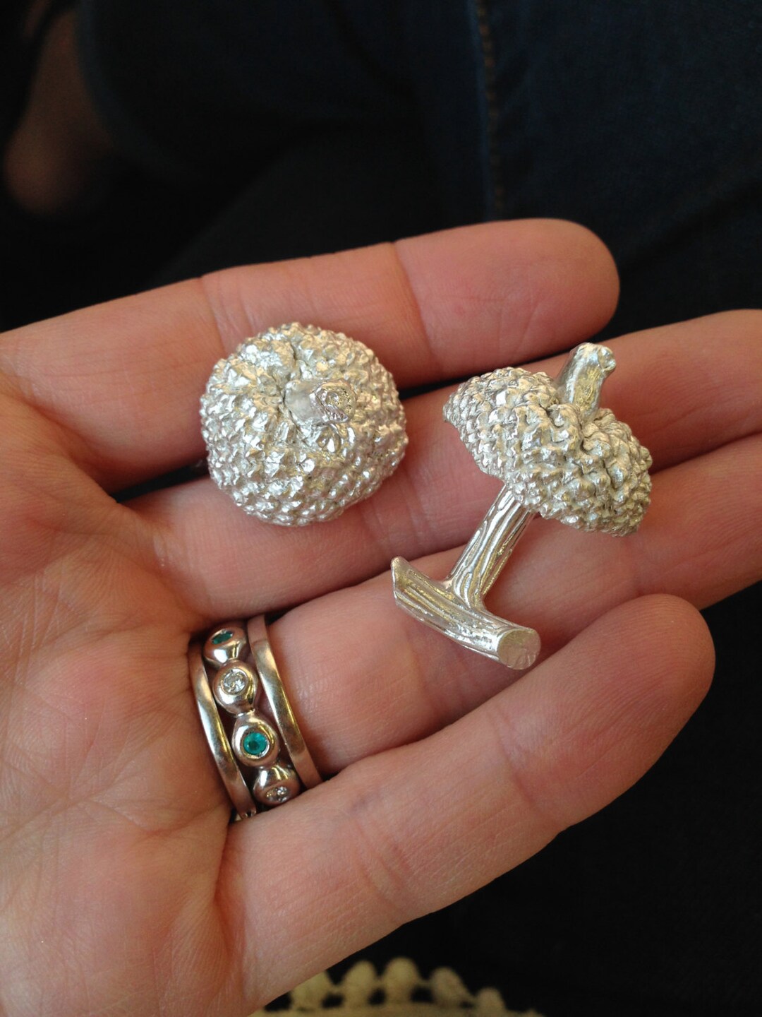 Sterling Silver Acorn Cufflinks, Outdoor Guy Accessory, Large Cuff ...