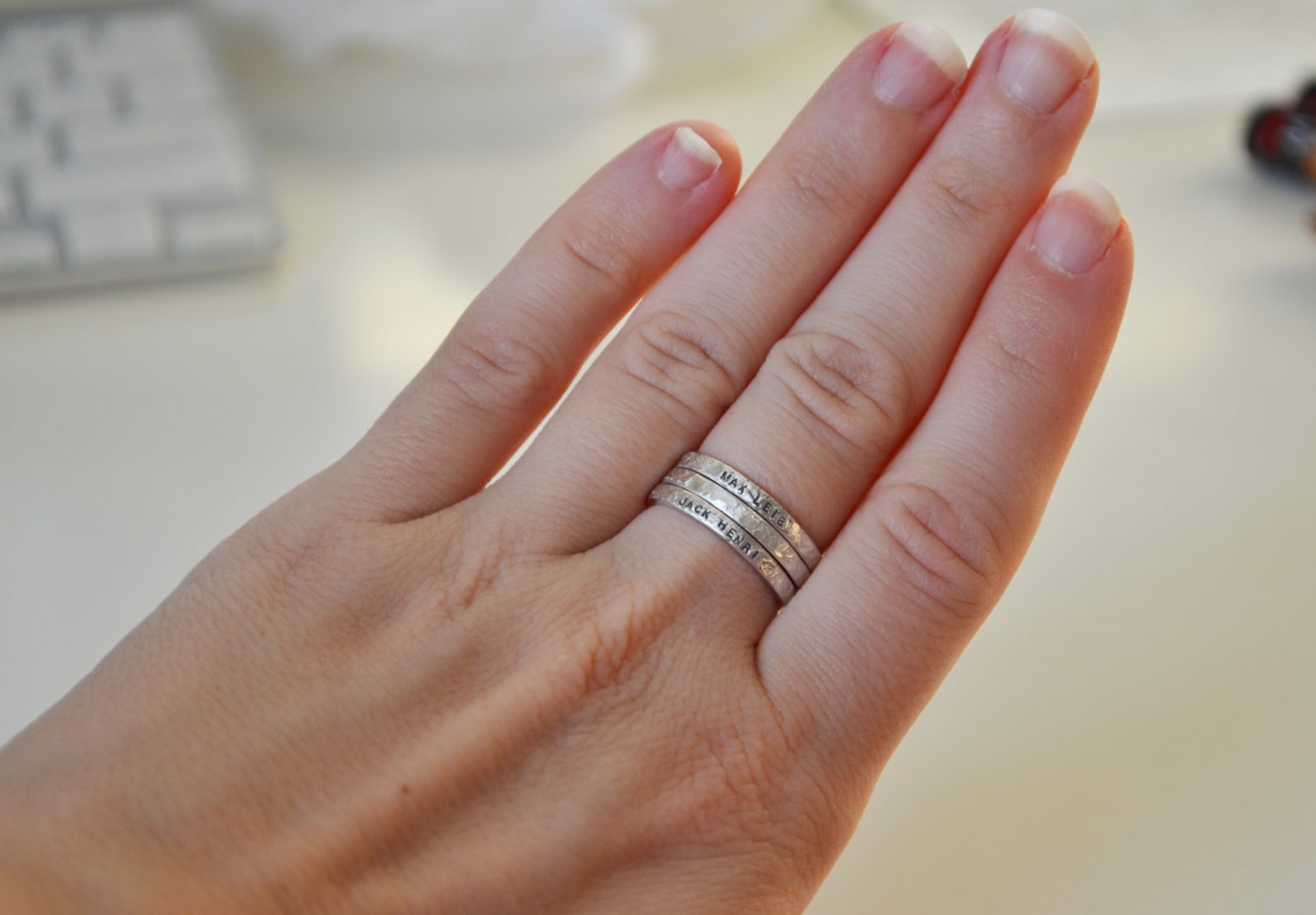 Personalized Hand Stamped Name Rings, Baby Name Rings With Birthdate ...