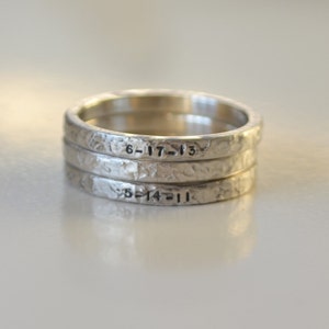 Personalized Hand Stamped Name Rings, Baby Name Rings With Birthdate ...