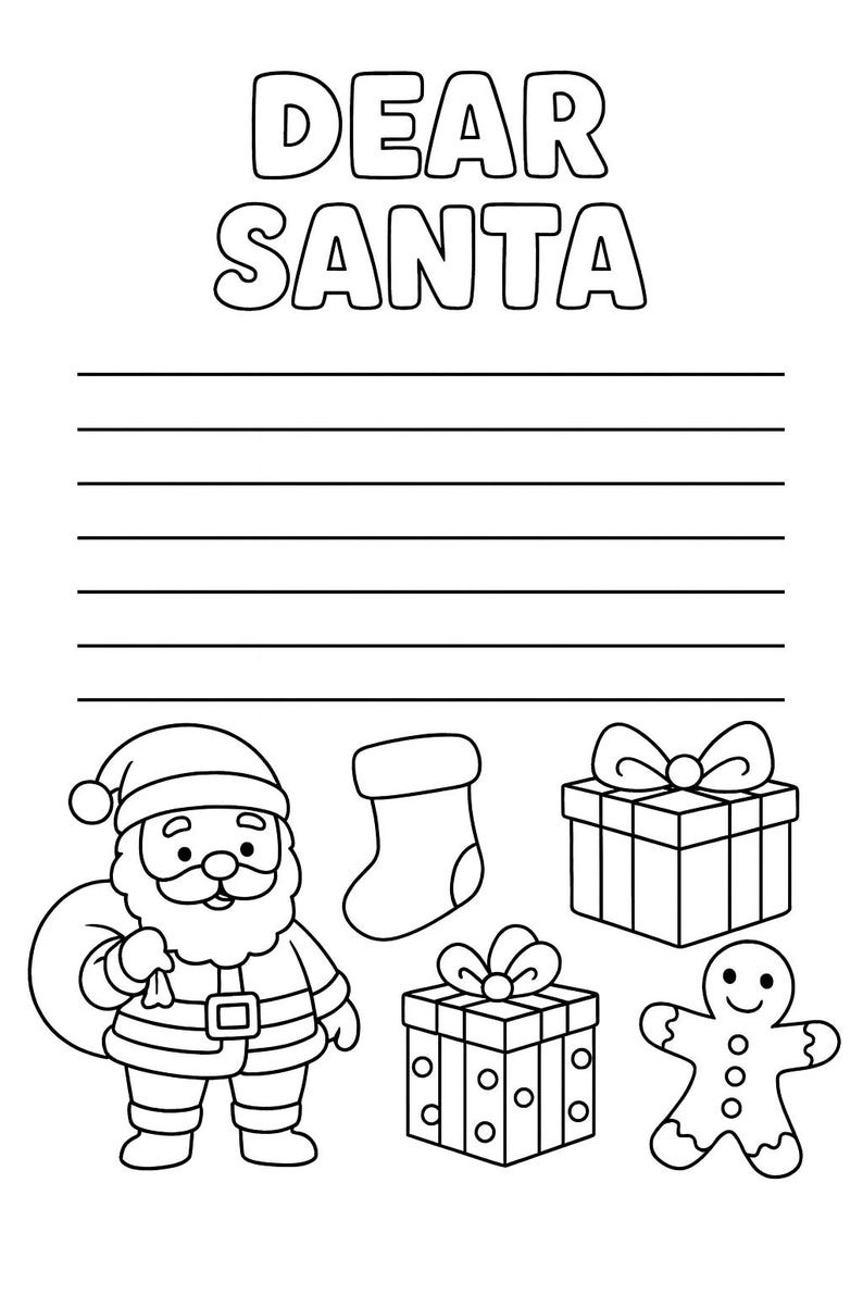 Printable Letter to Santa | Coloring Page for Kids | A4 & US Letter ...
