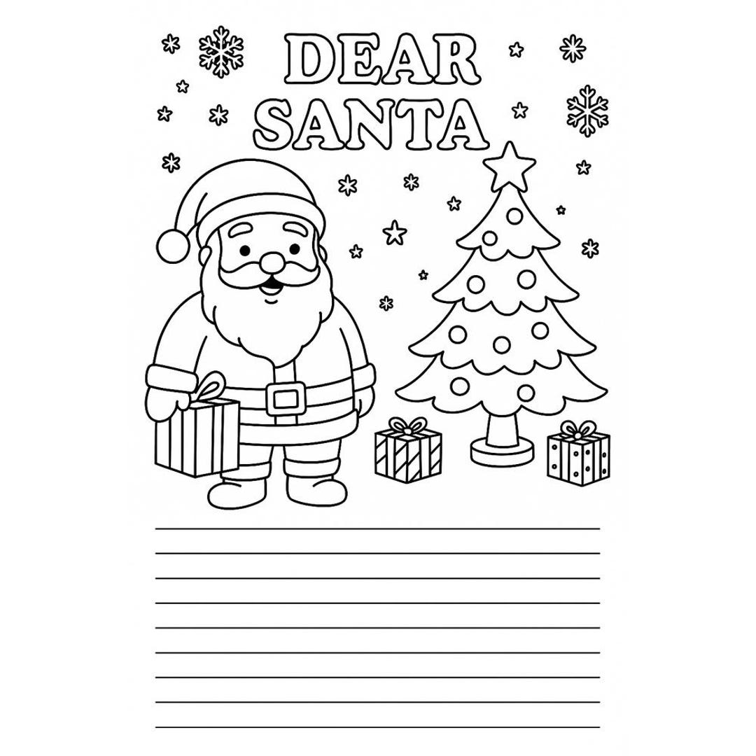 Dear Santa Letter Printable Coloring Pages Kids Christmas Wish List ...
