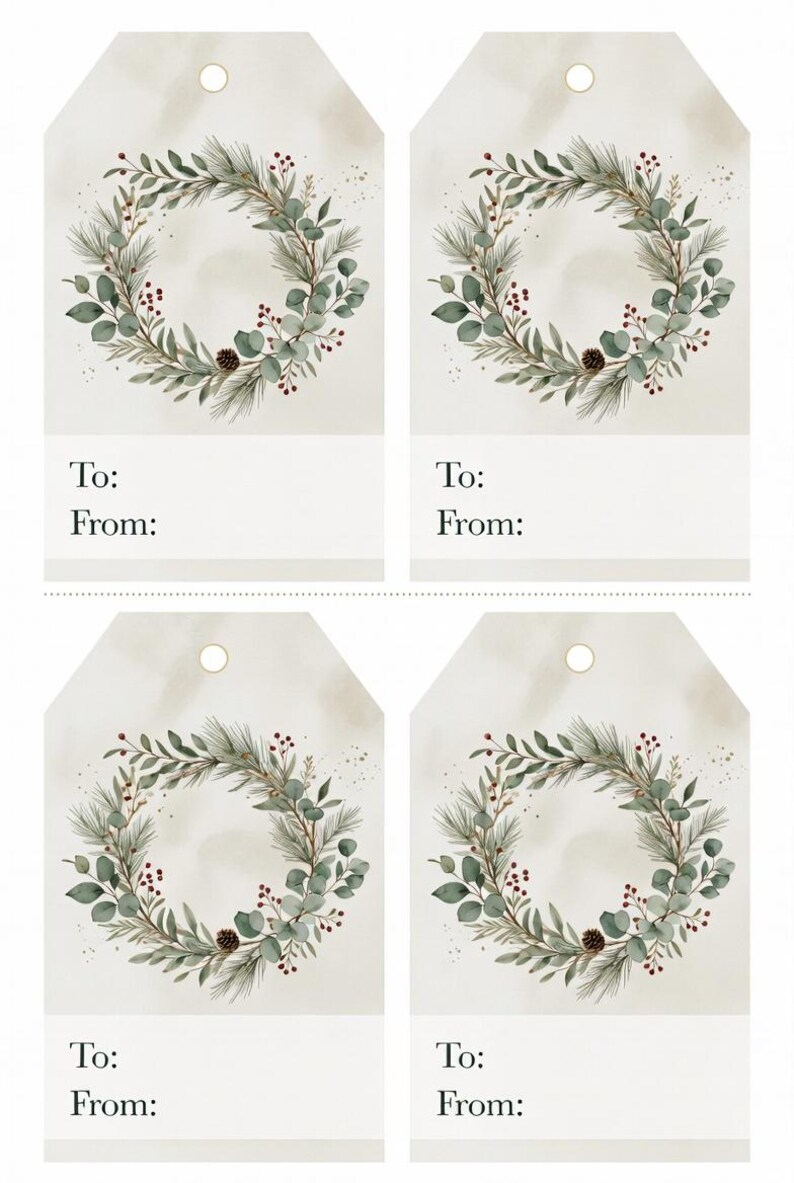Printable Christmas Gift Tags | From Santa, Holiday Labels (digital ...