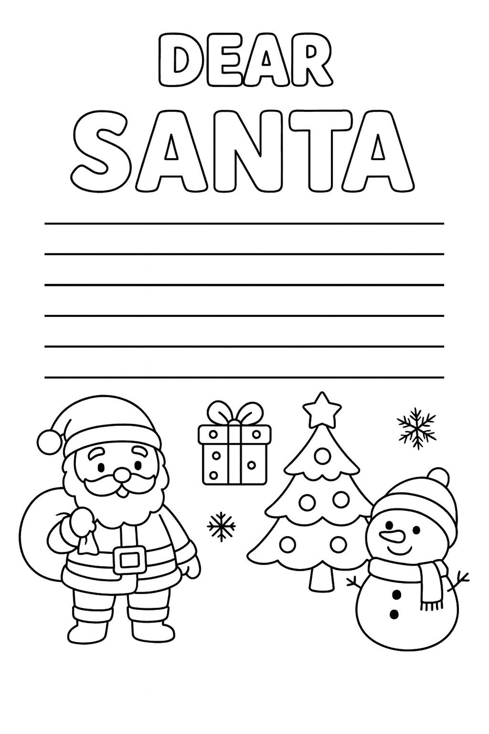 Printable Letter to Santa | Coloring Page for Kids | A4 & US Letter ...