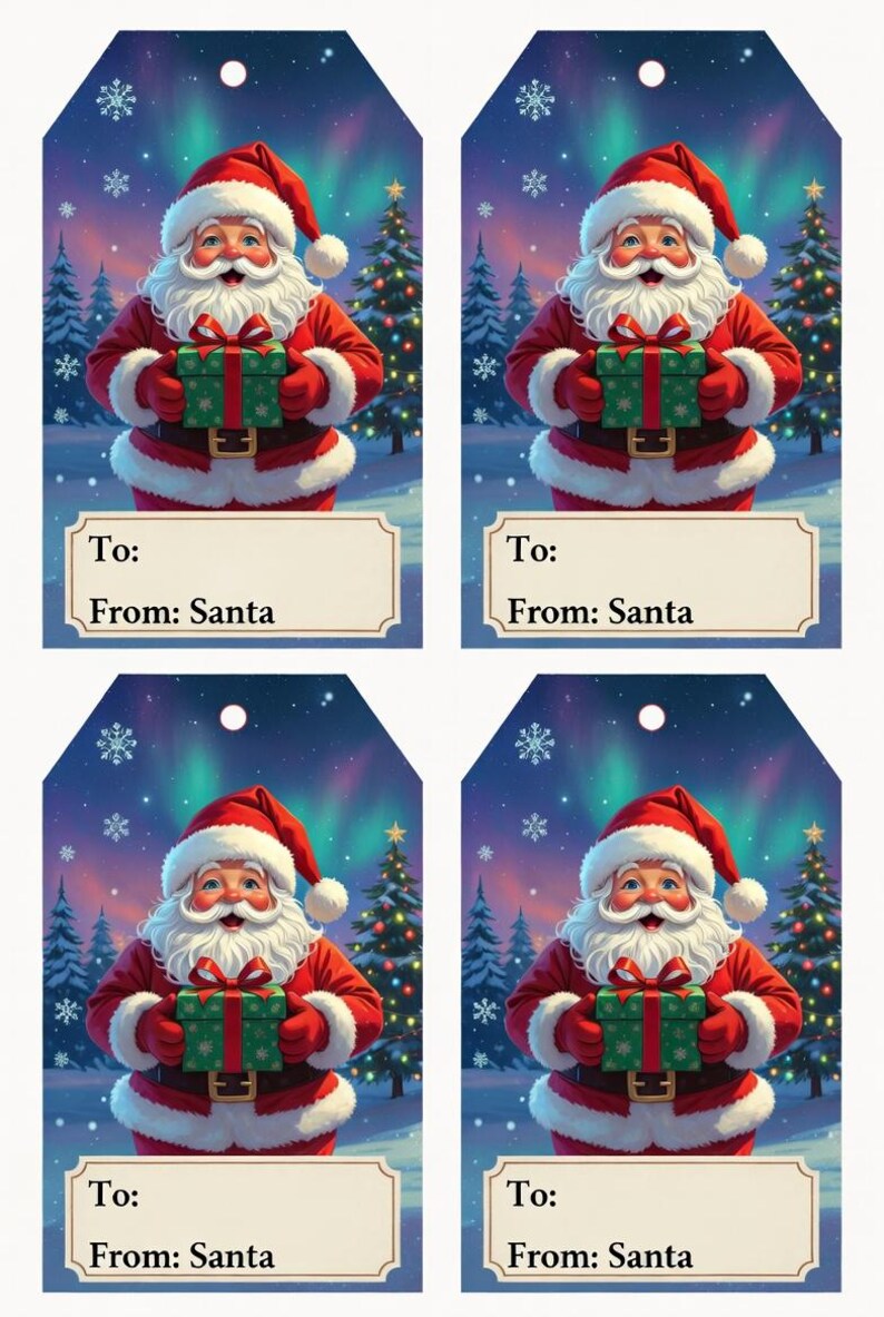 Printable Christmas Gift Tags | From Santa, Holiday Labels (digital ...