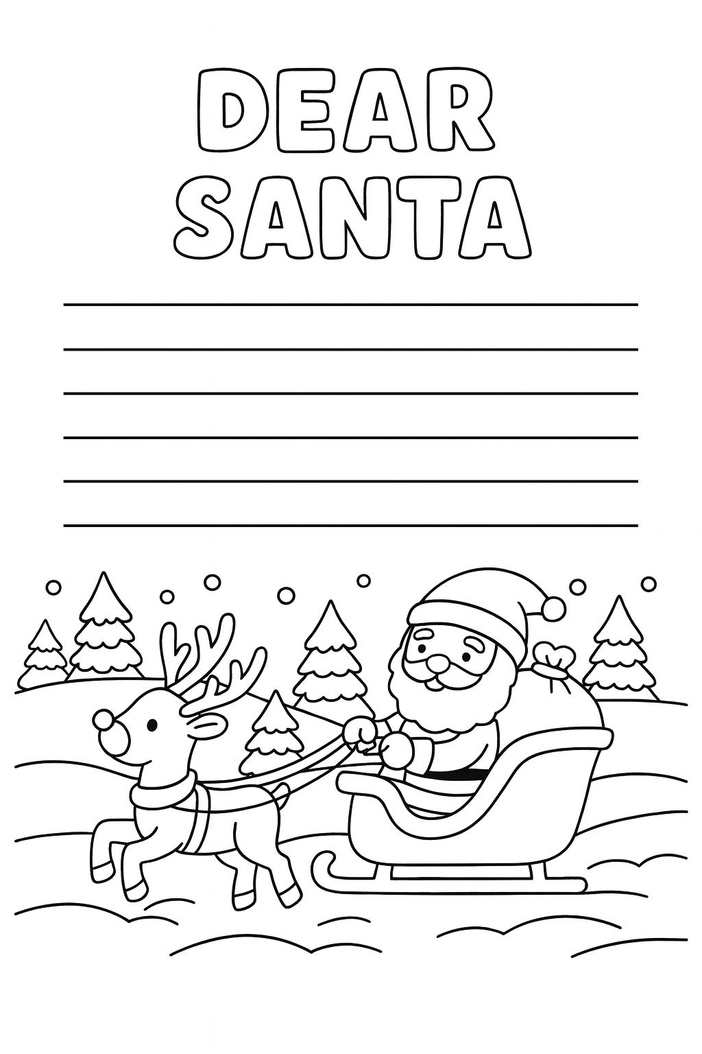 Dear Santa Letter Printable Coloring Pages Kids Christmas Wish List ...