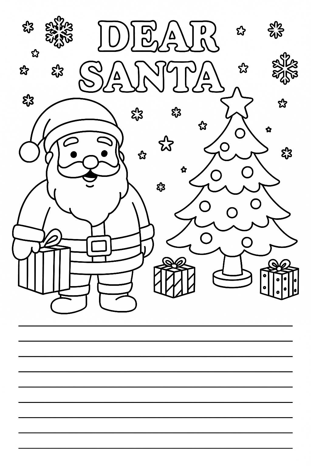 Dear Santa Letter Printable Coloring Pages Kids Christmas Wish List ...