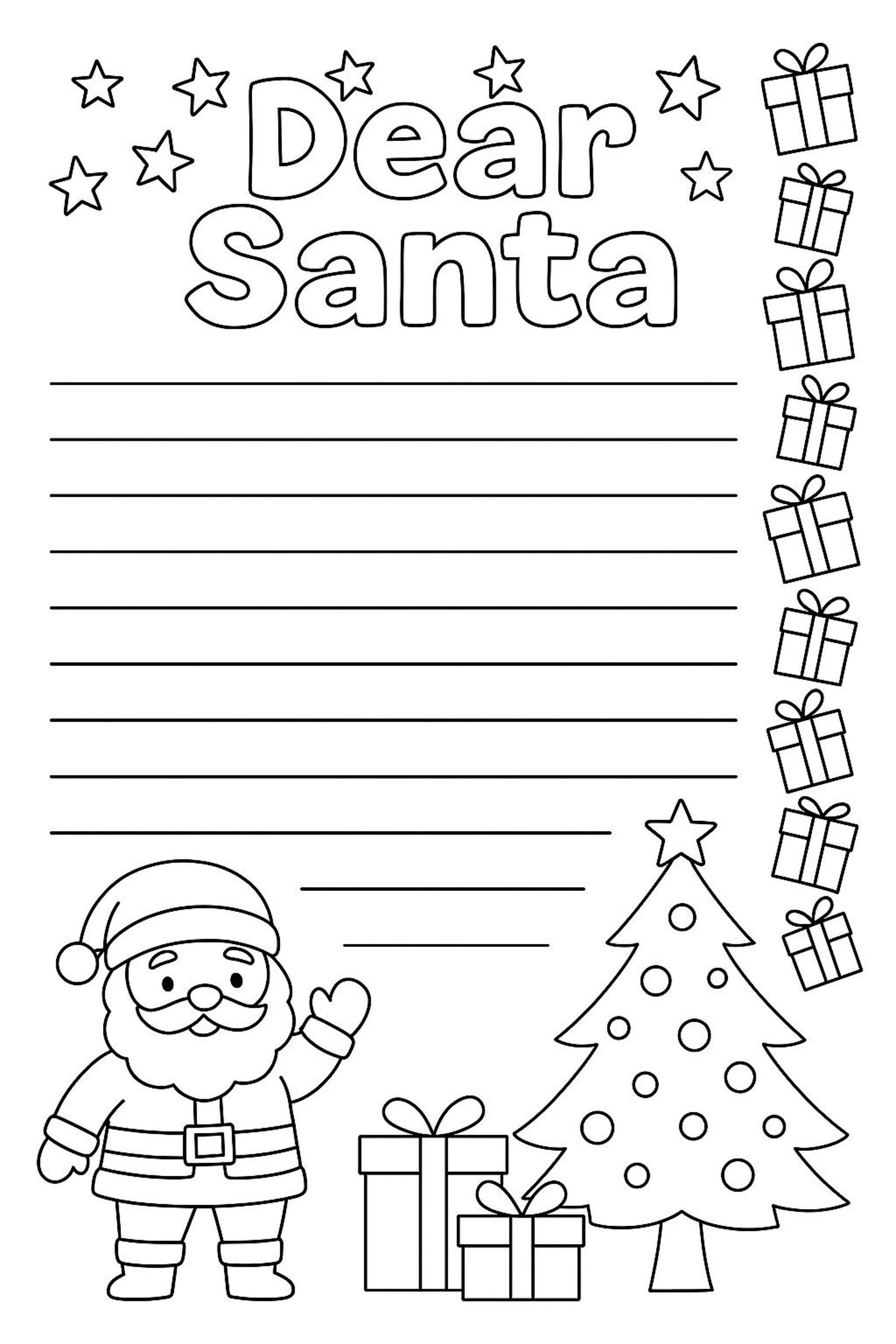 Dear Santa Letter Template Printable – Christmas Coloring Page for Kids ...