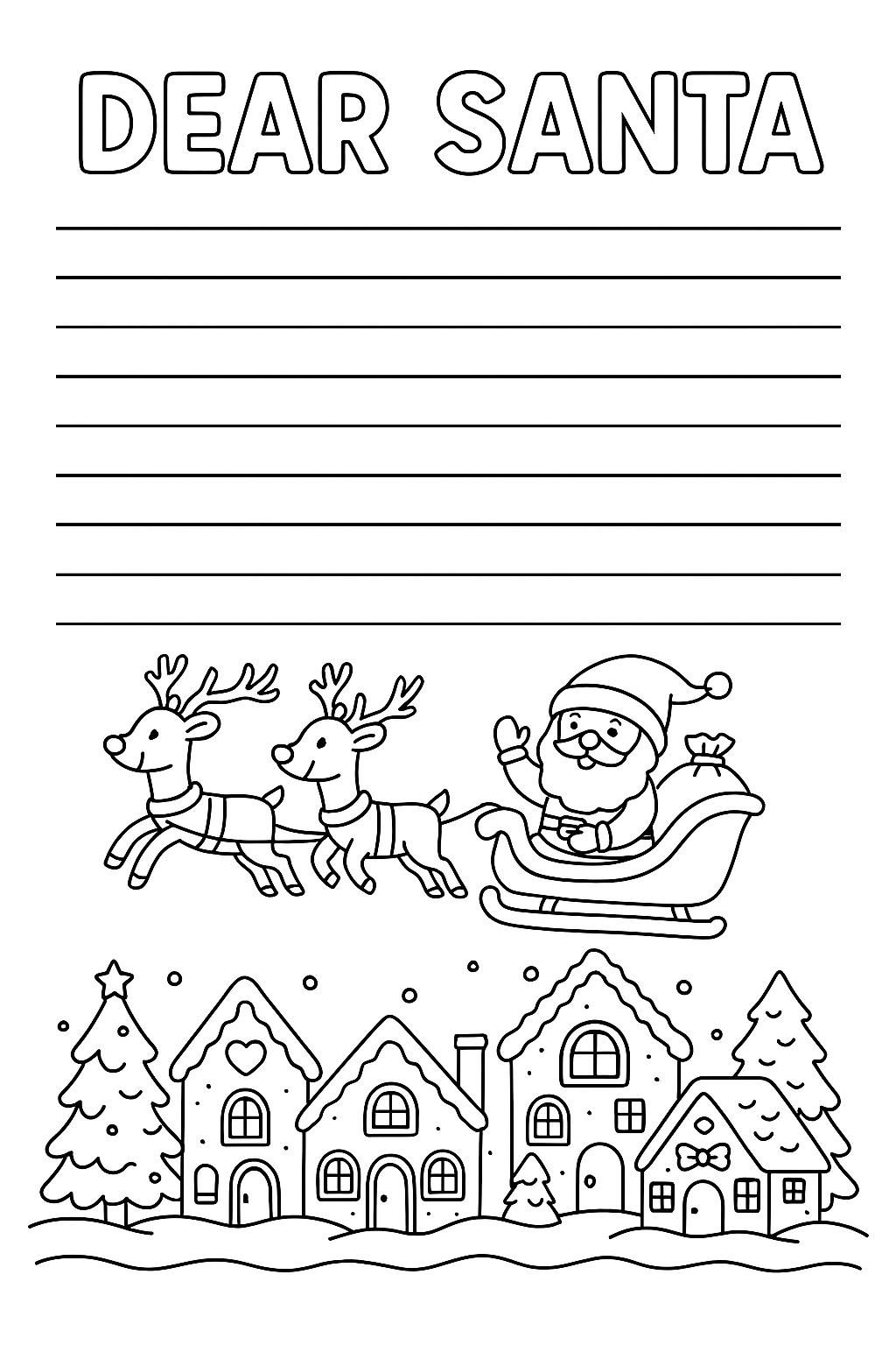 Dear Santa Letter Printable Coloring Pages Kids Christmas Wish List ...