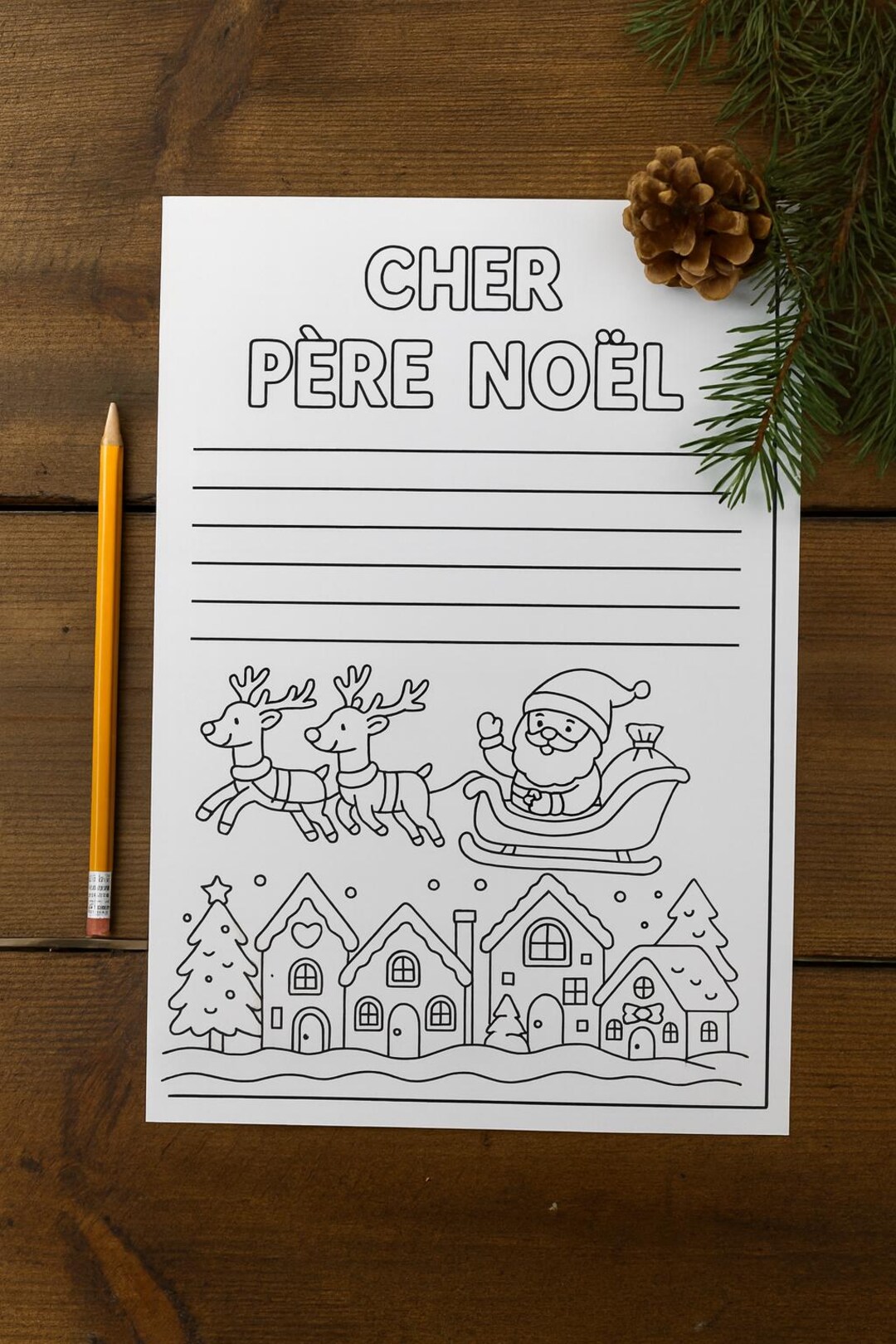 Cher Père Noël Dear Santa Letter Coloring Pages – 6 Printable Pages in ...