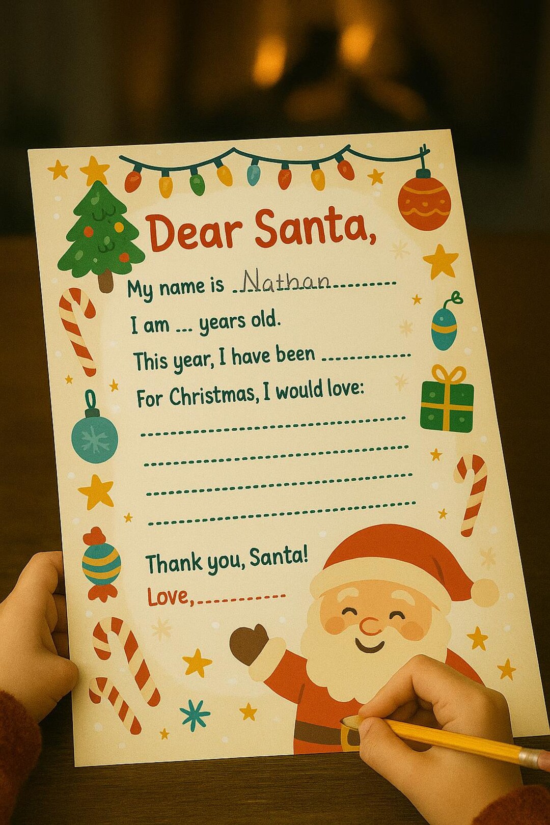 Lettera stampabile di Babbo Natale – Lista dei desideri di Natale per ...