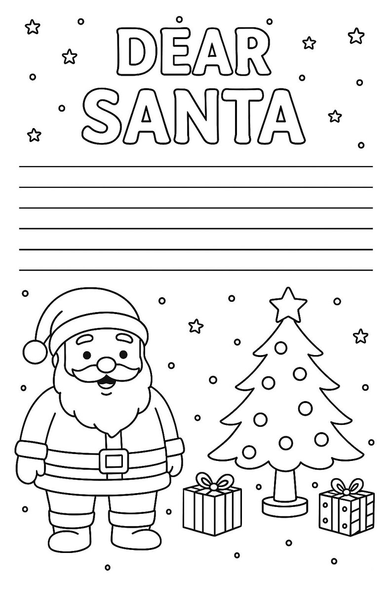 Printable Letter to Santa | Coloring Page for Kids | A4 & US Letter ...