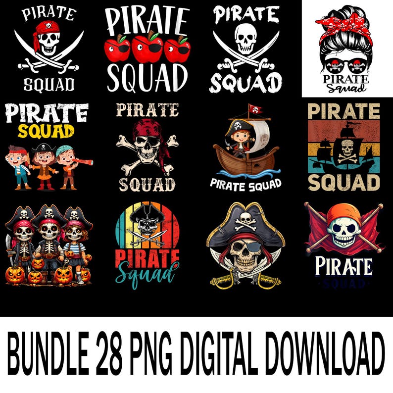 Pirate Crew PNG, Funny Matching Pirate Squad Clipart, Group Costume ...