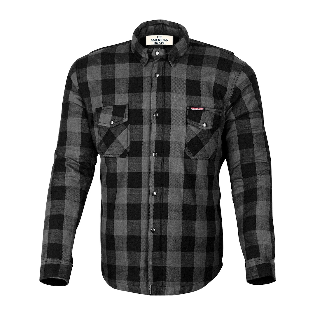 Armored Motorcycle Flannel Shirt | Kevlar Lined Riding Shacket | Men's ...