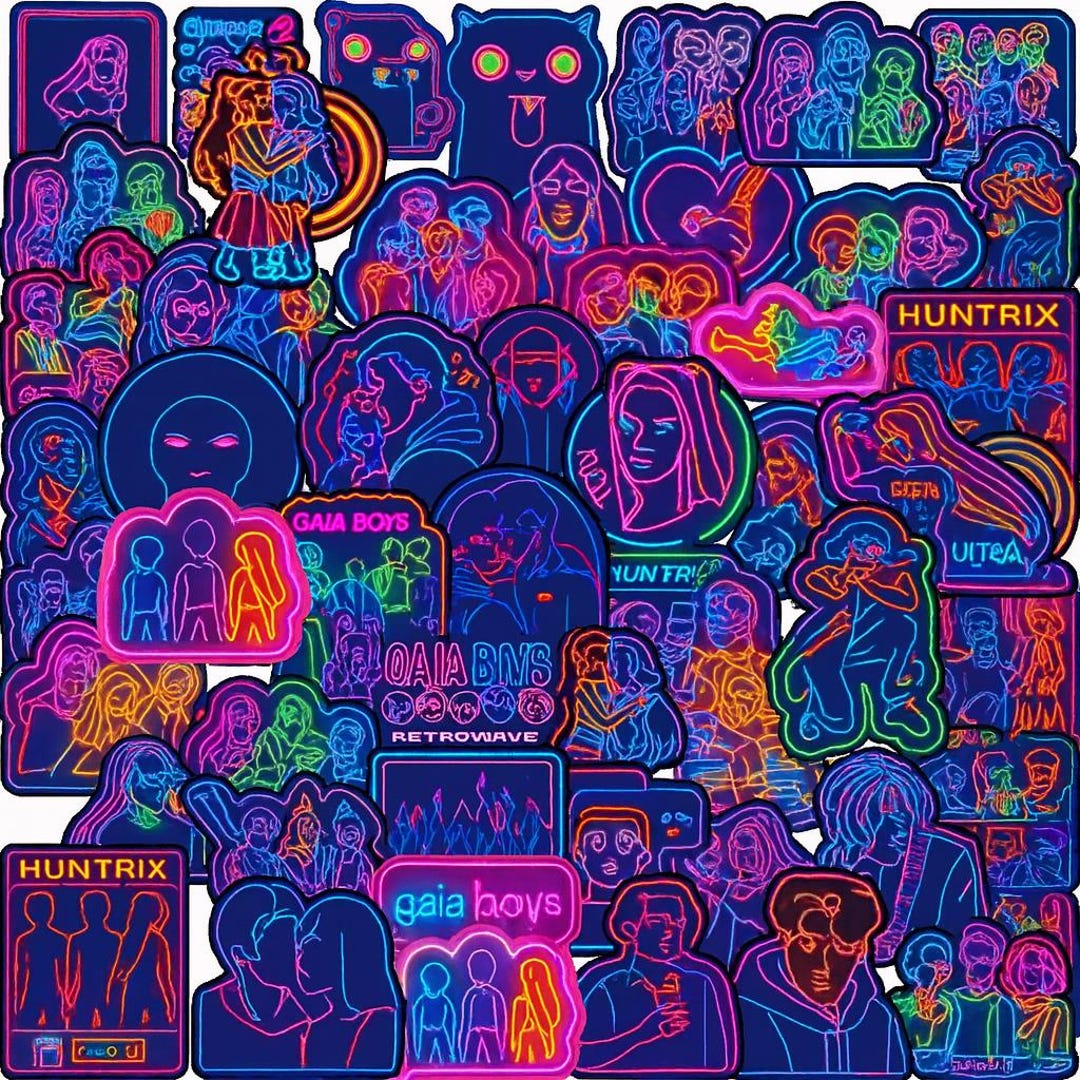 K-pop 50pcs, Demon Hunter KPOP Squad Sticker in Neon Color- Edgy K-pop ...