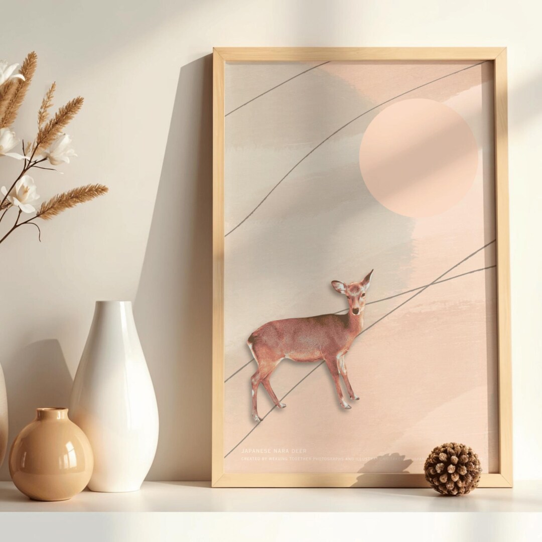 Japanese Nara Deer Art Print | Sacred Peace Symbol | Minimalist Animal ...
