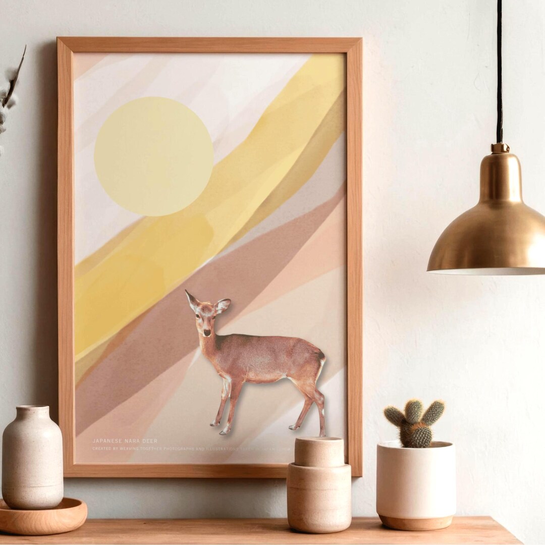 Japanese Nara Deer Art Print | Sacred Peace Symbol | Minimalist Animal ...