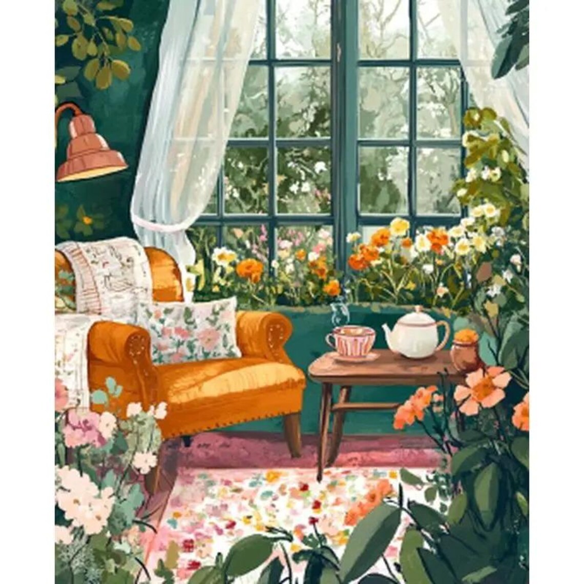Cottagecore Window Paint by Number Kit | Indoor Garden Decor Wall Art ...