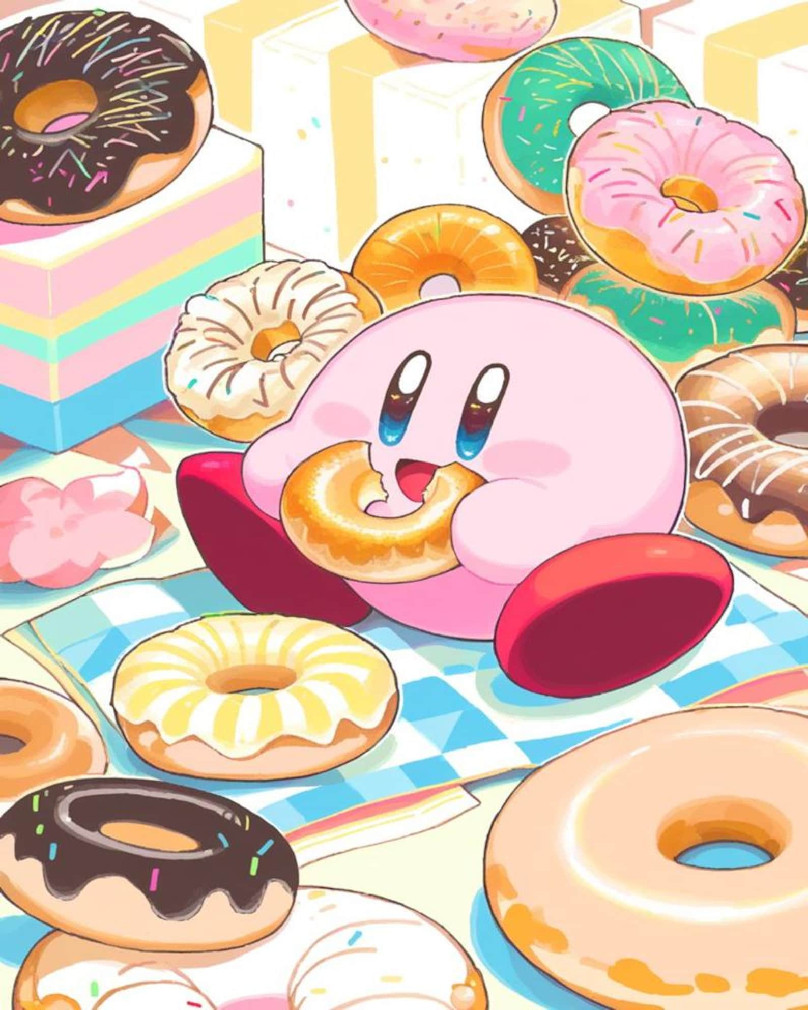 Kirby With Curry & Donut 5D Diamond Painting Kit, Full Drill DIY Hobby ...