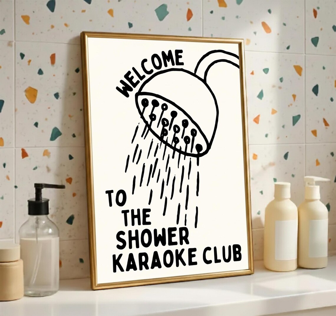 Shower Karaoke Wall Art, Welcome to the Shower Karaoke Club, Shower ...