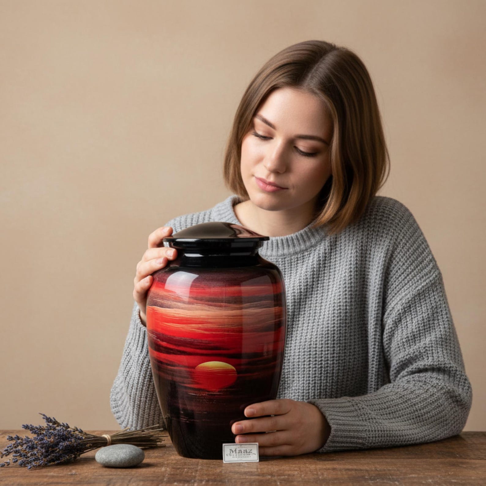 Sunset Cremation Urn for Adult Human Ashes | Handcrafted Aluminum ...