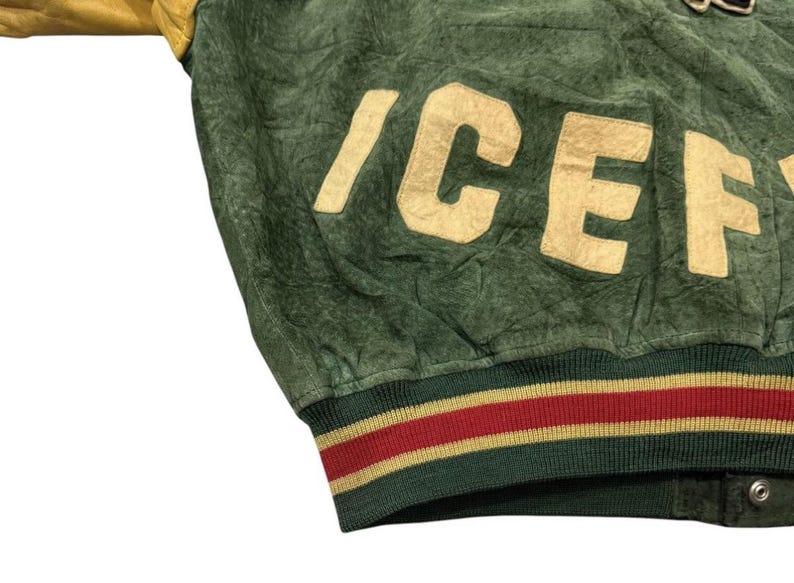 RARE!! Vintage Ice Fire 1953 Red Indian Pig Skin Leather Varsity Bomber ...