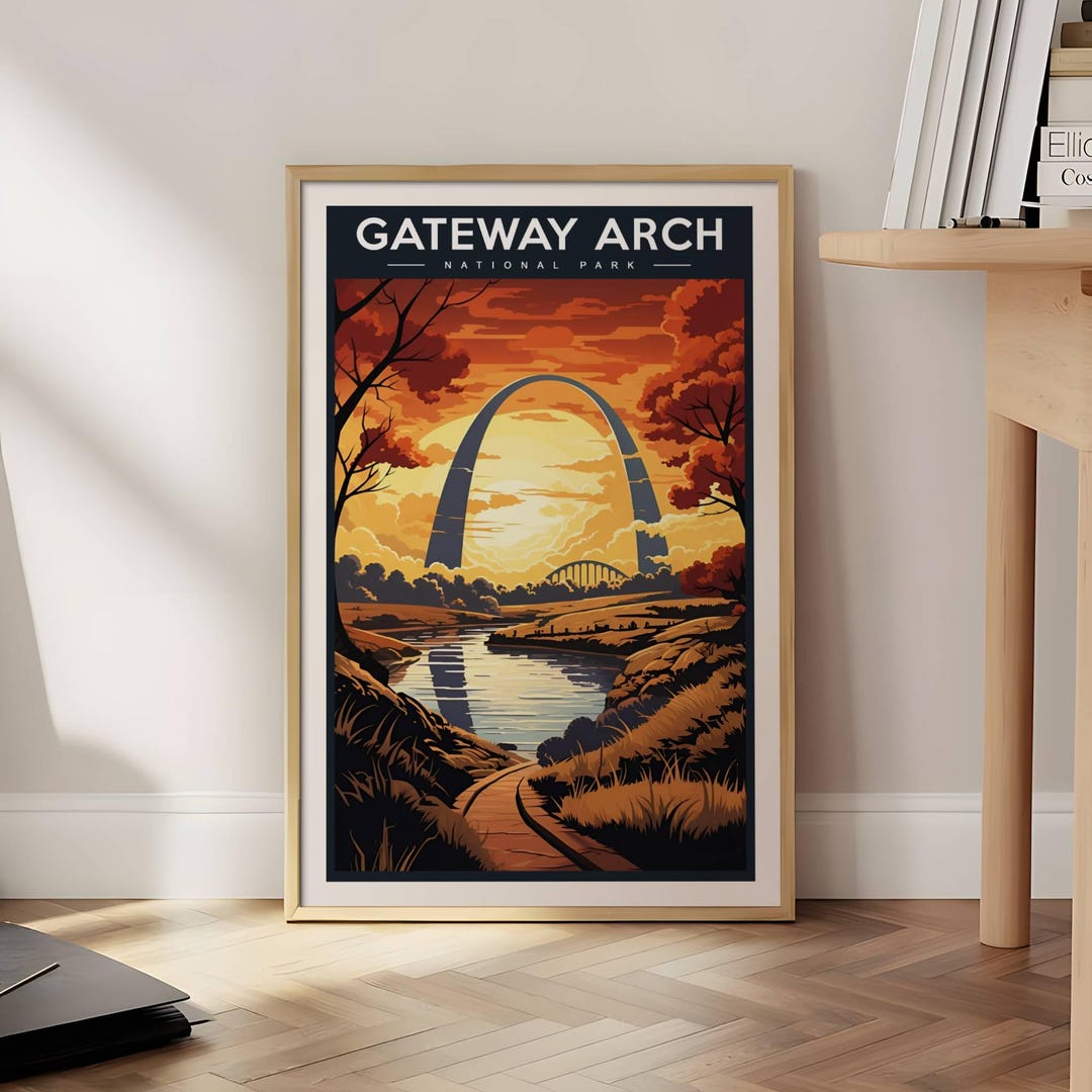 Gateway Arch Digital Poster, Vintage St. Louis Travel Print, National ...