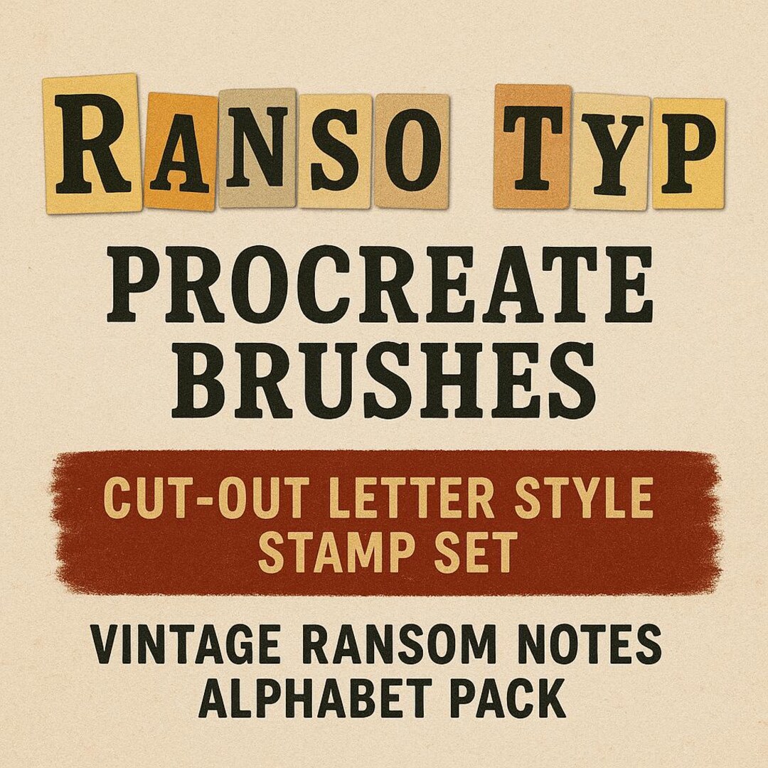 Ransom Type Procreate Brushes | Cut-out Letter Style Stamp Set ...