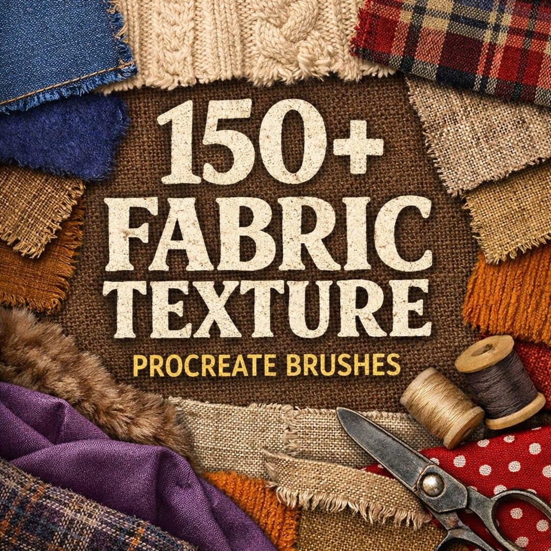 150 Fabric Texture Brushes for Procreate Realistic Cloth Textile ...