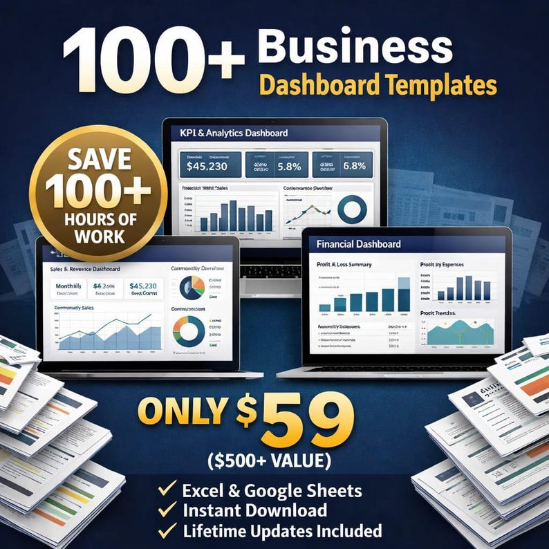 100+ Business Dashboard Templates Bundle | Sales KPI Marketing Finance ...