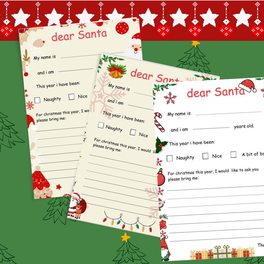 Letter to Santa Printable | Kids Christmas Wish List (PDF) - Etsy