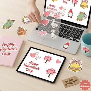 Valentine Digital Stickers PNG, Cute Love Planner Stickers, Romantic ...