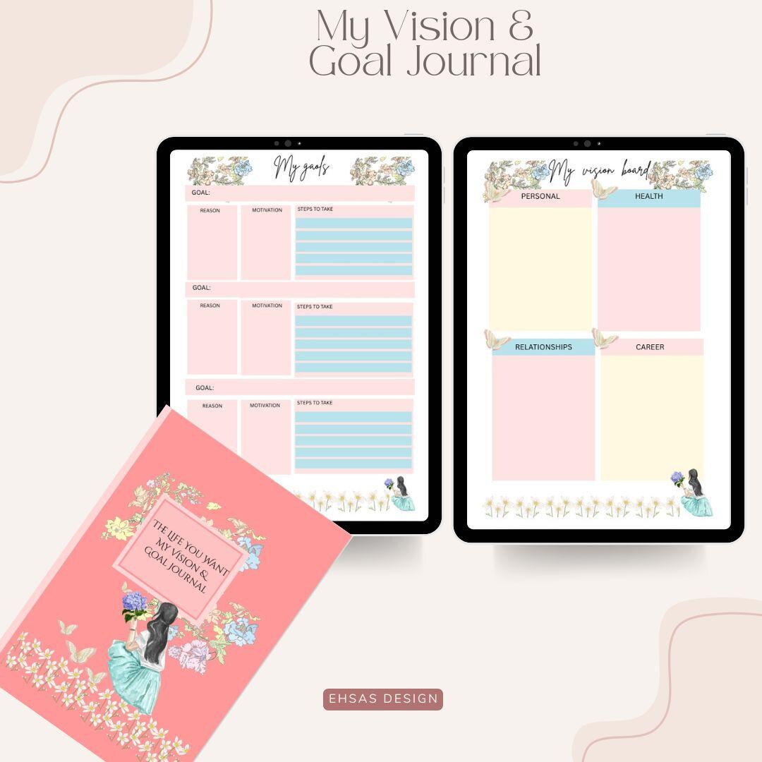 My Vision and Goal Journal | Digital Planner | Workbook | Goal Setting ...