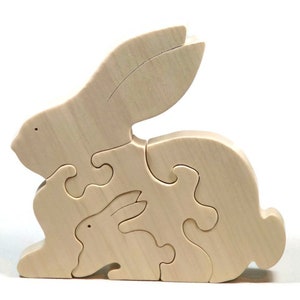 Wooden Puzzle - Rabbit - Wooden Animal Puzzle - Wooden Toy - Montessori ...