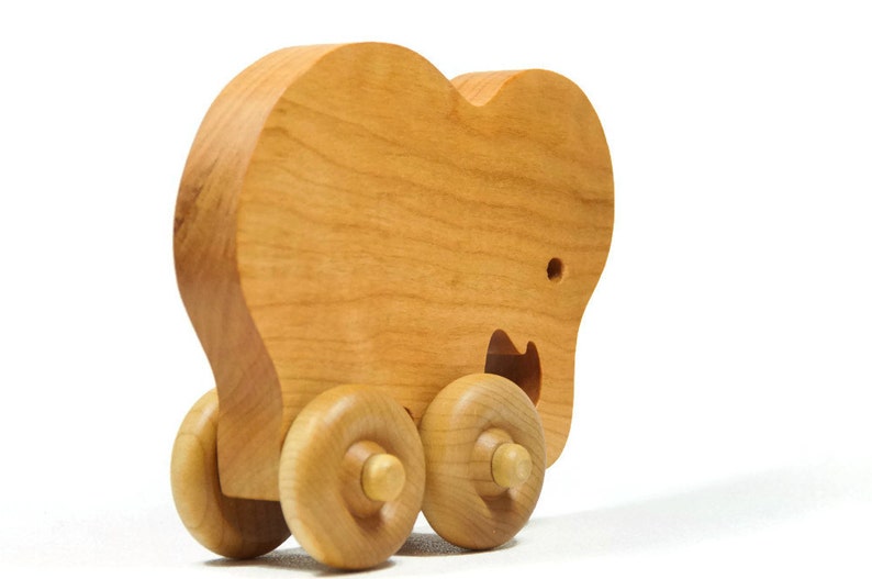 Wooden Animal Toy, Elephant Push Toy Car Personalized Gift for Toddlers ...