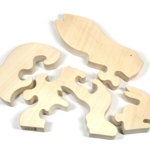 Wooden Puzzle - Rabbit - Wooden Animal Puzzle - Wooden Toy - Montessori ...