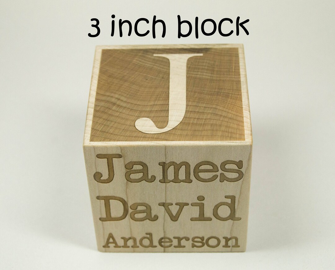 3" Personalized Name Block, Engraved Wood Block, Baby Gift ...