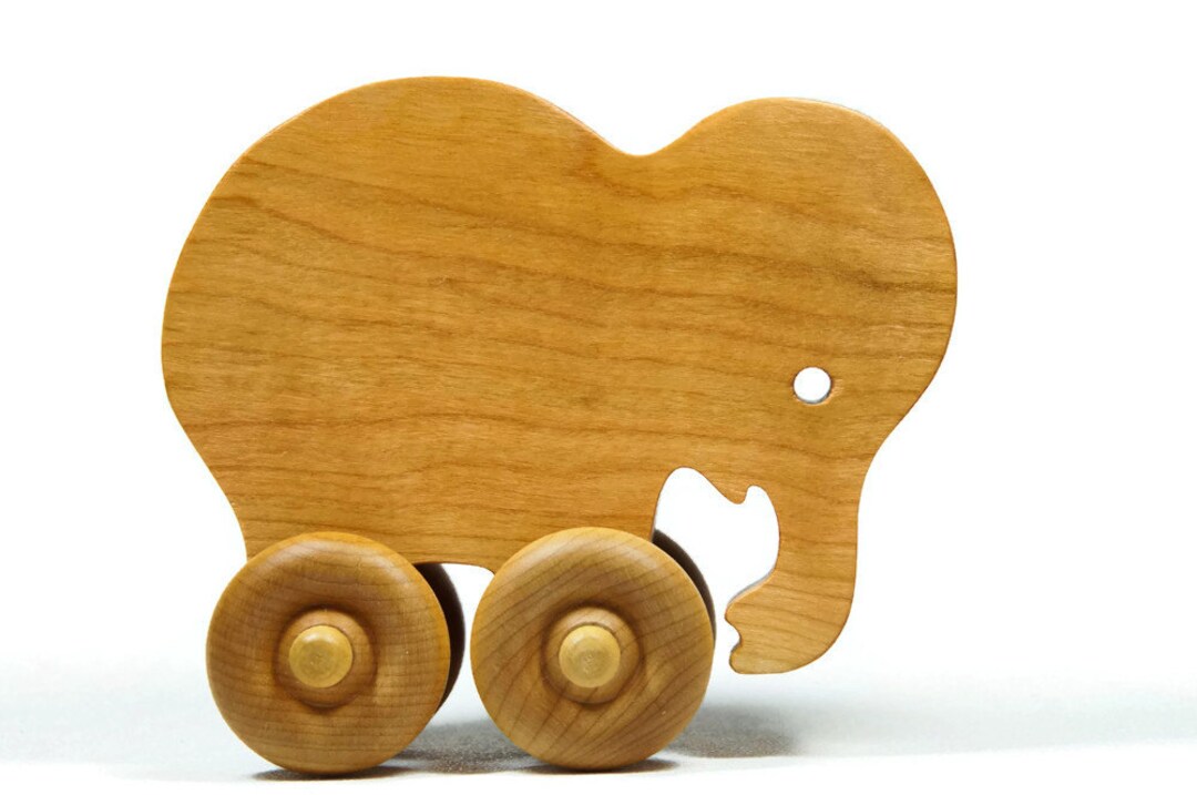 Wooden Animal Toy, Elephant Push Toy Car Personalized Gift for Toddlers ...