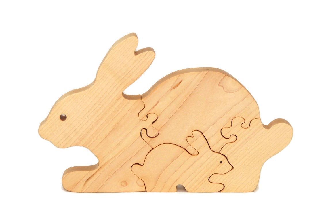 Wooden Easter Bunny Rabbit Animal Puzzle Personalized Easter | Etsy