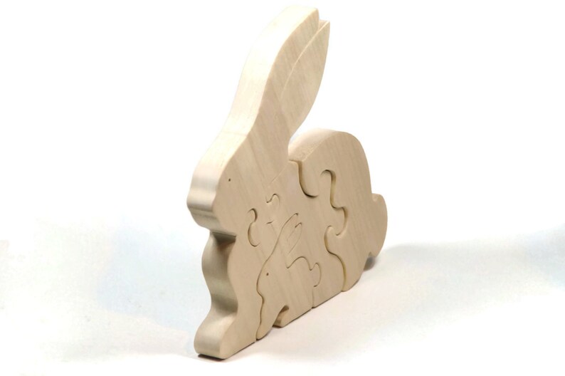 Wooden Puzzle Rabbit Wooden Animal Puzzle Wooden Toy | Etsy