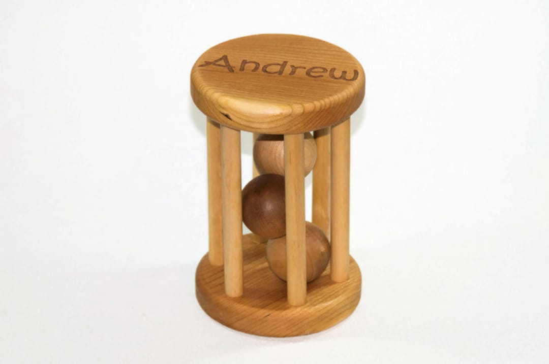 Wooden Baby Rattle, Personalized Gift and Custom Handmade Developmental ...