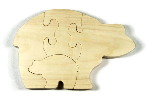 Wooden Bear Puzzle Wooden Bear Toy Bear Puzzle Bear Toy | Etsy