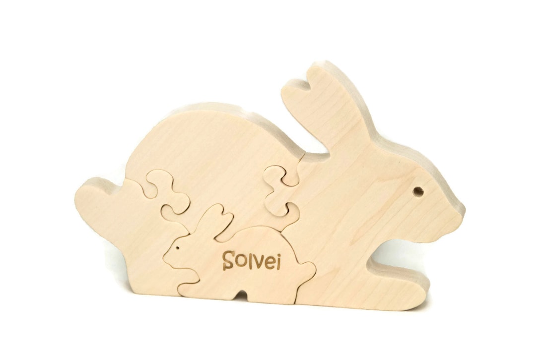 Wooden Easter Bunny Rabbit Animal Puzzle, Personalized Easter Gift - Etsy
