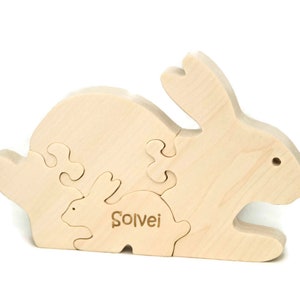 Wooden Easter Bunny Rabbit Animal Puzzle, Personalized Easter Gift - Etsy
