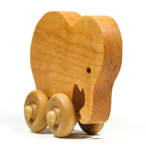 Wooden Animal Toy, Elephant Push Toy Car Personalized Gift for Toddlers ...