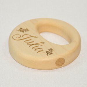 Personalized Wooden Baby Rattle Teether: Maple Wood, Baby Shower Gift ...