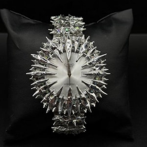 Custom Casio Watch Silver Crystal Spikes Icy Spiked Art Watch Handmade ...