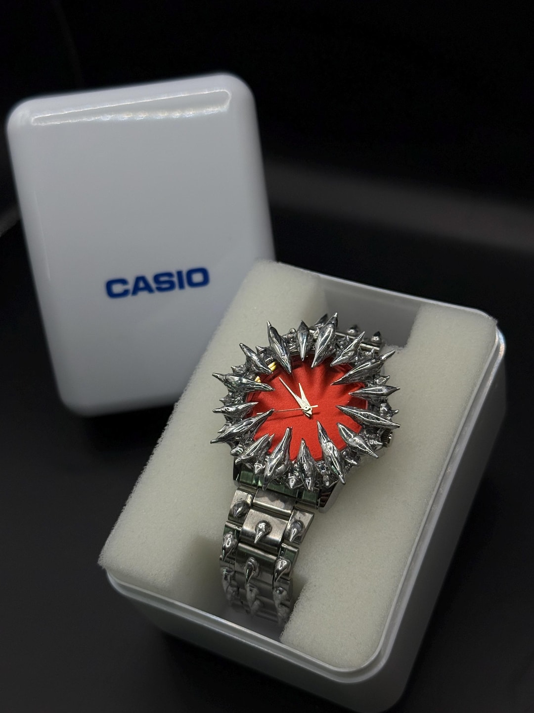 Custom Casio "inferno Spike" Watch – Handmade Gothic Punk Metal Art - Etsy
