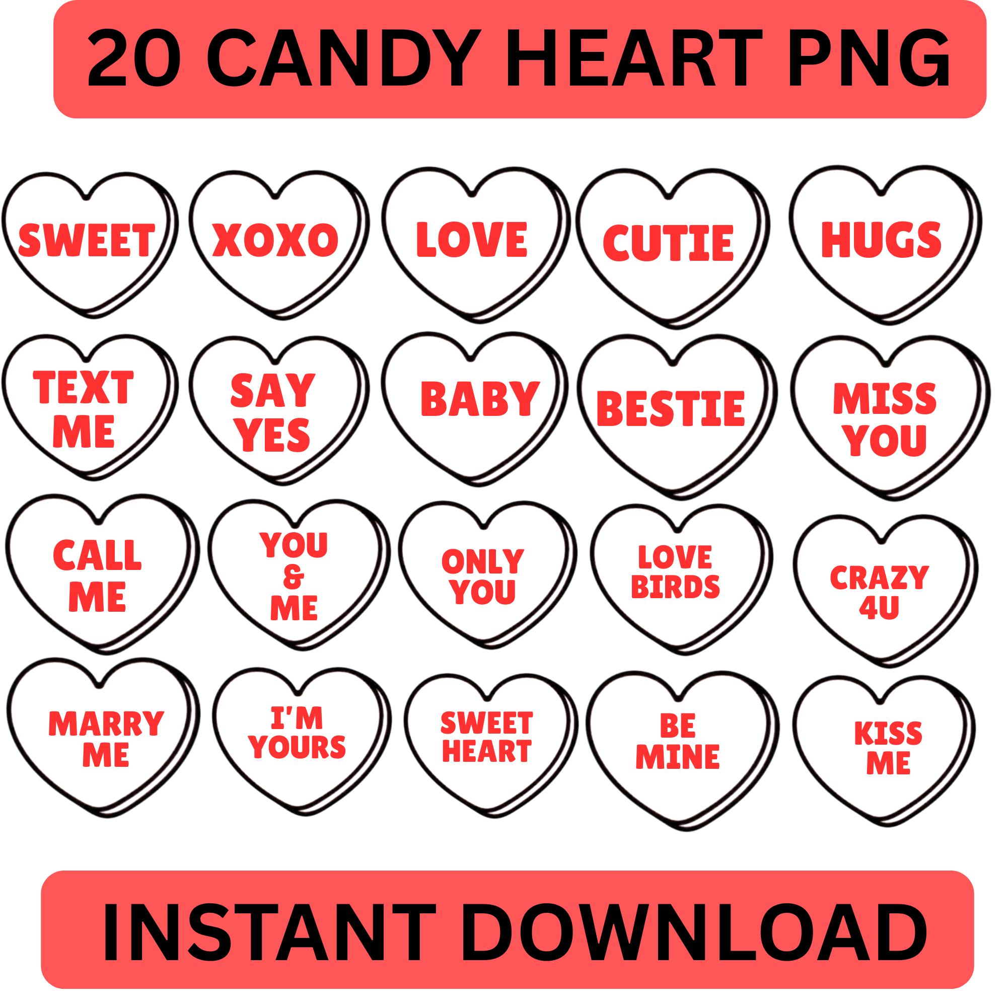 Conversation Heart Clipart , Valentine Candy Hearts PNG: (digital ...