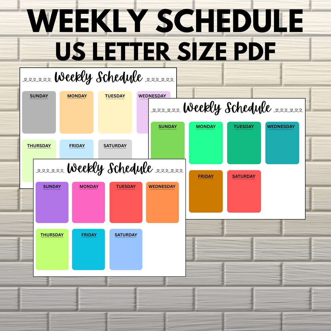 Printable Weekly Schedule, Simple Kids School , Daily Task Tracker PDF ...