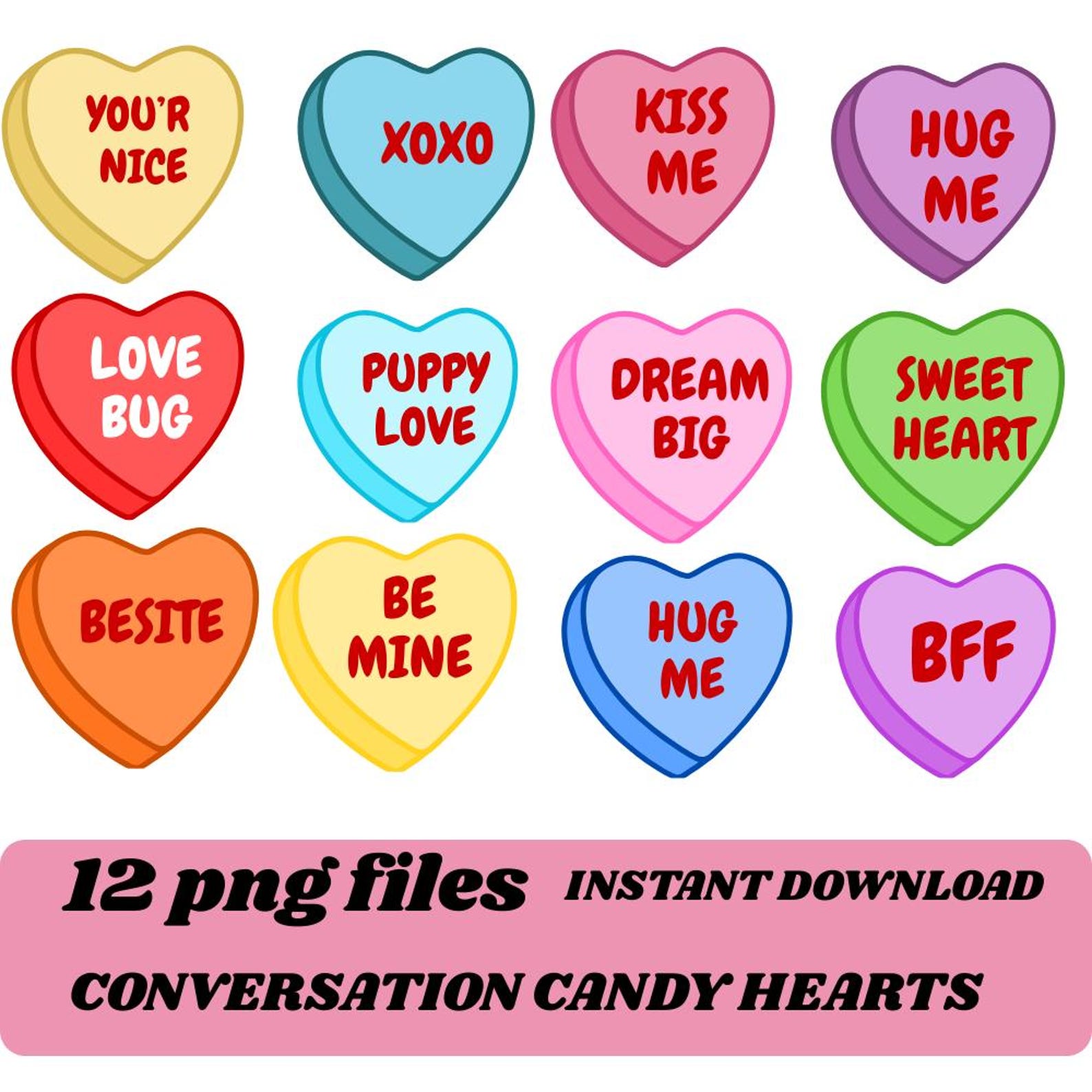 Conversation Hearts PNG: (DIGITAL DOWNLOAD) - Etsy Canada